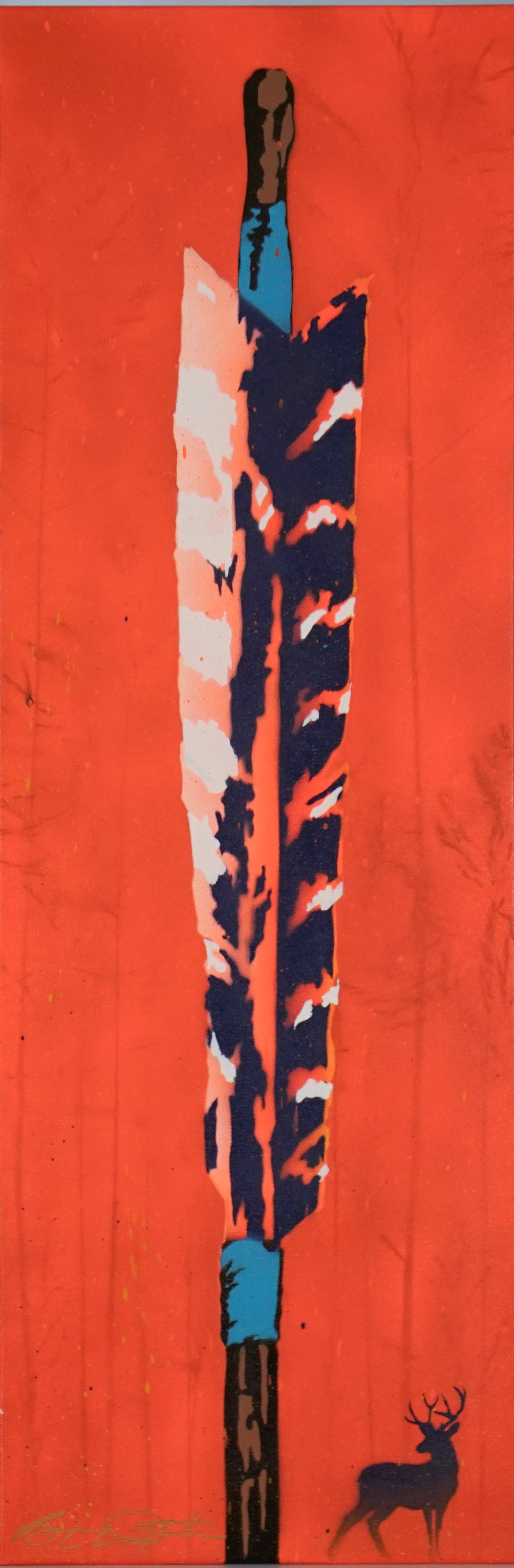 Arrow Fletch Painting Orange by Bryan Waytula (Cherokee Nation) – FAMstore