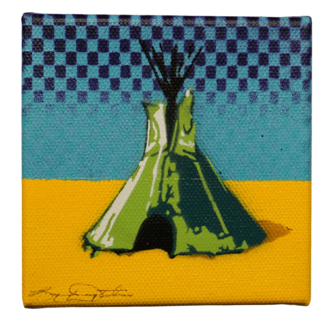 Mini Teepee Painting by Bryan Waytula (Cherokee) – FAMstore
